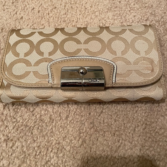 Coach | Bags | Coach Signature Ivory Checkbook Wallet | Poshmark